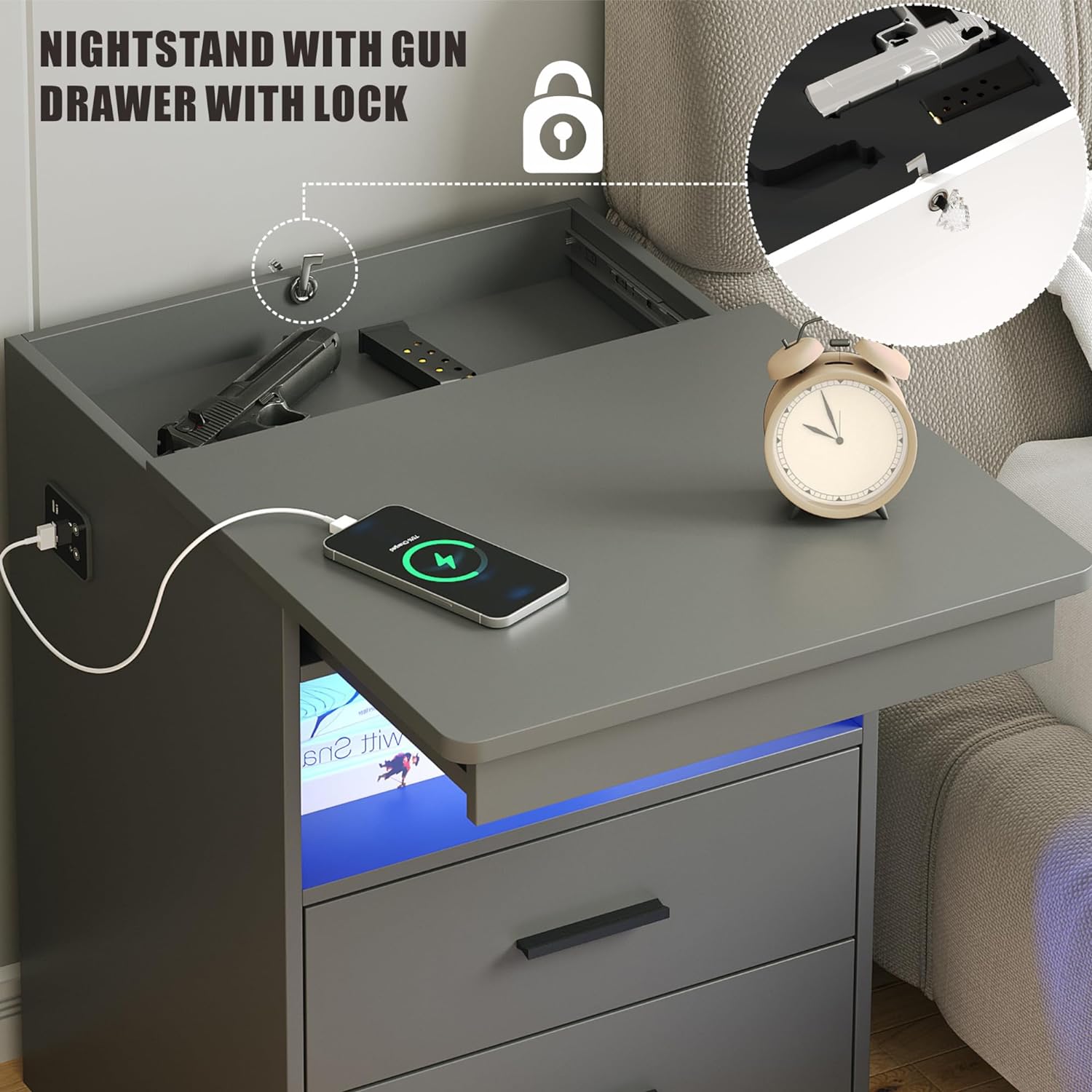 Nightstand Charging Bedside Table Review - Ace Pistol Cases
